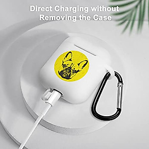 Portrait of French Bulldog Silicone AirPods Case Protective Cover Compatible with AirPods 2 & 1 with Keychain