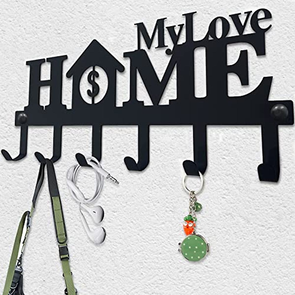 Key Holder for Wall Decorative Metal Key Rack, Simple and Creative Key Hooks, 13x5.7in is Very Suitable for Entrance Kitchen Hallway Office Key Hanger