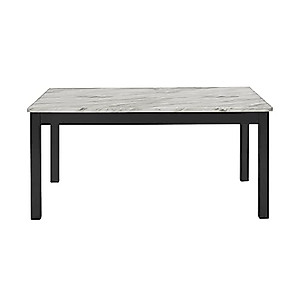 New Classic FURNITURE Celeste Dining Table for 6 with Heat Resistant Faux Marble, 64-Inch, Black Base with White & Gray top