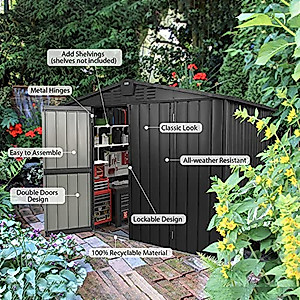 Domi Outdoor Storage Shed 8.2'x 6.2', Metal Garden Shed for Bike, Trash Can, Tools, Lawn Mowers, Pool Toys, Galvanized Steel Outdoor Storage Cabinet with Lockable Door for Backyard, Patio, Lawn