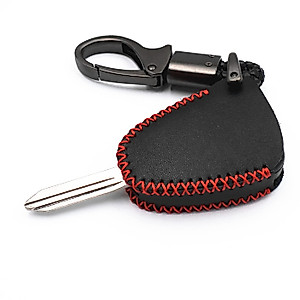 MJKEYAuto Black Leather 6 Buttons Smart Remote Key Fob Cover Chain Case for 2007 2006 2005 2004 Chrysler Town & Country Dodge Caravan Caravan