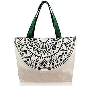 Women'S Shoulder Bag, Super Large Capacity, Comfortable Canvas Fabric, Simple Style And Easy To Match Clothing, Suitable For Travel/Party/Mummy Bag/Beach (Beige)…