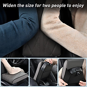 BIPROS Car Center Console Cover, Waterproof Armrest, Napa Leather Car Armrest Box Cushion, Fits Most Vehicles, Large Vehicles, Please Check Size (Black)