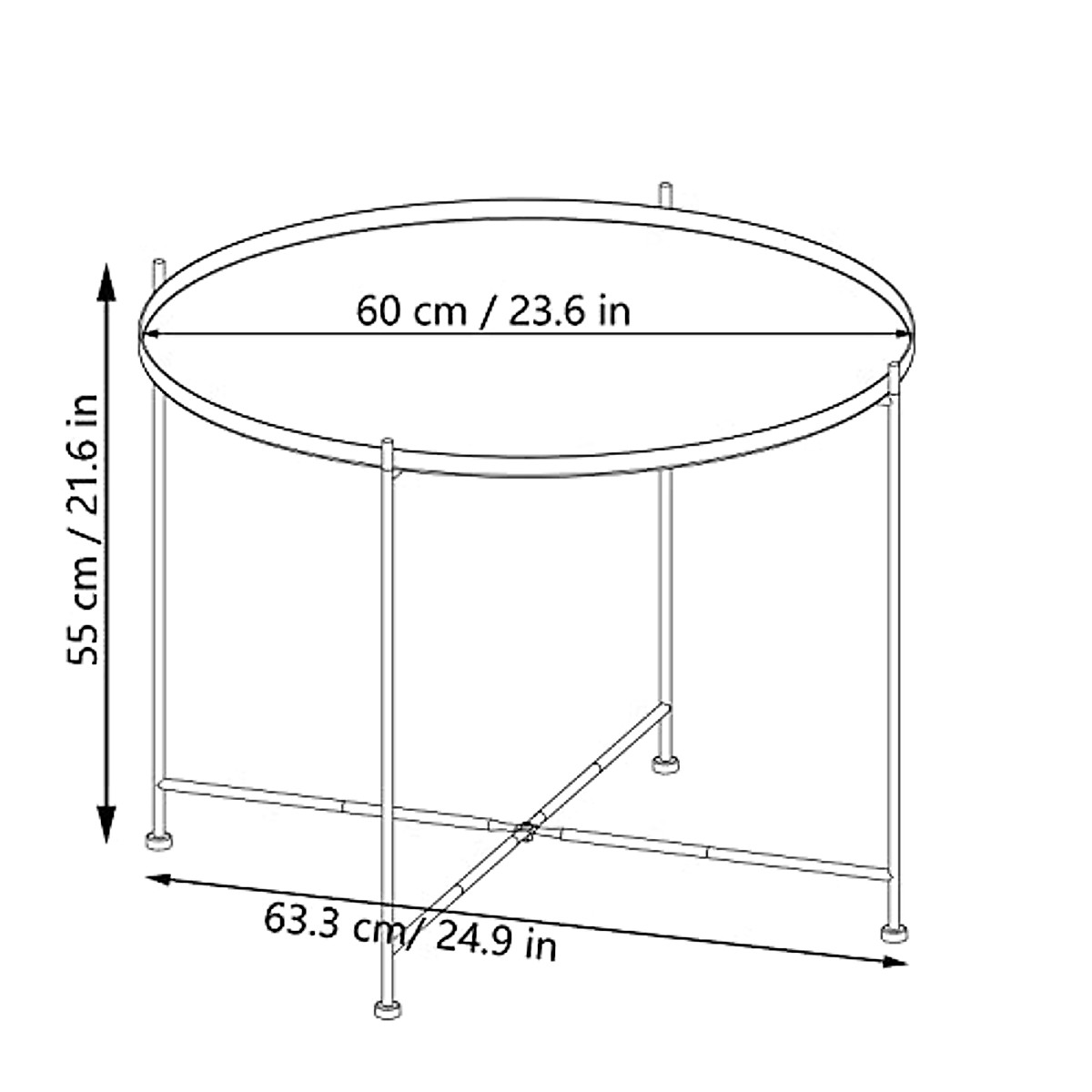 FUBIRUO End Table, Sofa Table Small Round Side Tables, Metal Nightstand,Outdoor Table Round for Living Room Bedroom Balcony Patio and Office Accent Coffee Table, （D） 23.6''x（H） 21.6'', Black