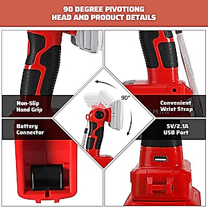 YEX-BUR Super Bright Spotlight 18W 2000 Lumen LED Handheld Flashlight for Craftsman V20 Lithium Battery CMCB204 Rechargeable Outdoor Floodlight with 3 Lights Modes, USB Output