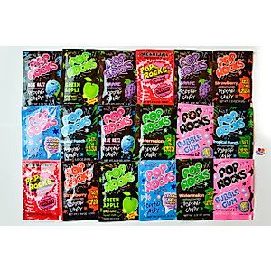 Pop Rocks Candy Ultimate 9 Flavor Assortment Bulk - Strawberry, Cherry, Tropical Punch, Watermelon, Blue Raspberry, Bubble Gum, Cotton Candy, Grape, Green Apple 18 Packs Total With Licensed Sticker