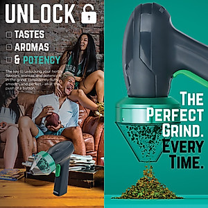 Mamba Monster 3.5g Green Portable Electric Herb Grinder. Rechargeable USB Powered Essential Kitchen Spice Mill for One Handed Grinding