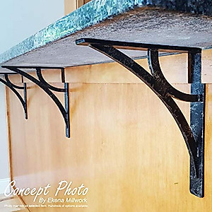 Ekena Millwork BKTM02X10X12TMI-CASE-4 Miller, 2"W x 10"D x 12"H, Powder Coated Black, 4 Piece