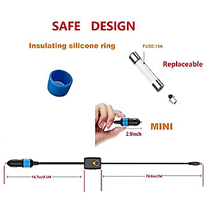 Smart DC Charge Converter Cigarette Lighter to DC8mm Waterproof IP65 to Safely and Efficiently Charge  Lithium Battery Portable Power Station Laptop Mobile Phone CPAP with 15A Fuse