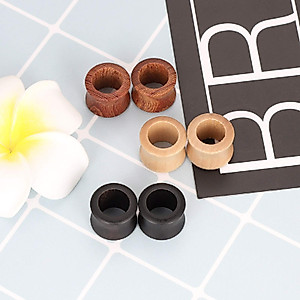 Longbeauty 12pcs Wood Ear Tunnels Plugs Black Brown Natural Organic Ear Gauges Stretchers Body Piercings 1/2 inch