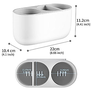 TOPHOME Hair Dryer Holder Wall Mounted Bathroom Hair Tool Organizer Blow Dryer Holder Storage Basket for Blow Dryer, Hair Straighteners, Brushes, 3 Sections(Gray&White)