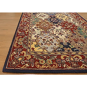 Allen Home Wool Area Rug | Alive Bakhtiyar Beige Area Carpets Suitable for Home Office, Living Room, Bedroom, Dining Room | Handcrafted | Traditional Wool Rugs | 100% Wool | 5'X8' |