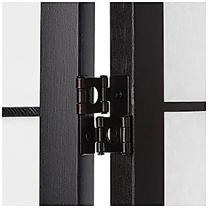 Roundhill Furniture Black Japanese 4-Panel Screen Room Divider, Plum Blossom