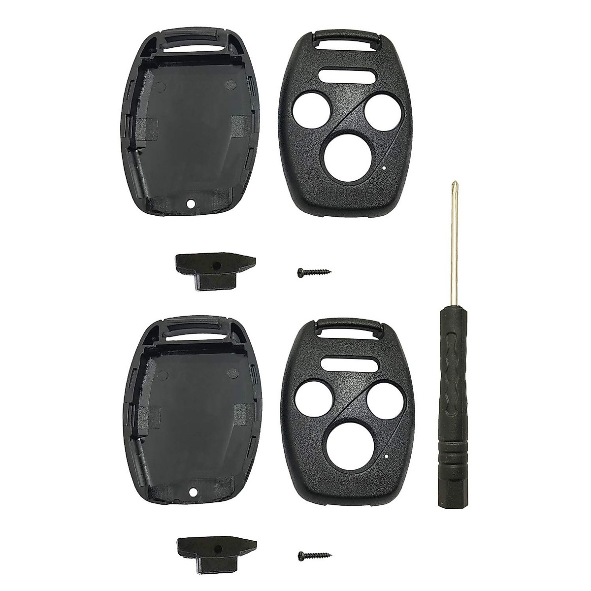 3+1 Buttons Replacement Key Fob Cover Case Fits for 2004-2015 Honda Accord Pilot Civic Hybrid EX 2003-2012 CR-V 2009-2015 HRV Odyssey Ridgeline Element Keyless Entry Key Fob Shell (Pack 2)