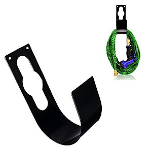 Ebliiny Garden Hose Hanger Wall Mount Heavy Duty Hose Holder Hook for 150ft 100ft 75ft 50ft Expandable Hose (Large, Black)