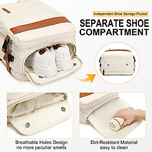 InduSKY Large Travel Backpack for Women, 40L Carry On Backpack Airline Flight Approved with USB Charging Port Shoes Compartment, Personal Luggage Backpack Casual Daypack 15.6 Inch Laptop Backpack