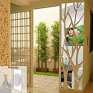 CrazyDeal Family Tree Wall Decor Abstract Wall Art 3D DIY Acrylic Decorative Mirror Wall Stickers for Living Room Bedroom Kitchen The Home Modern Decorations 60x16 inch