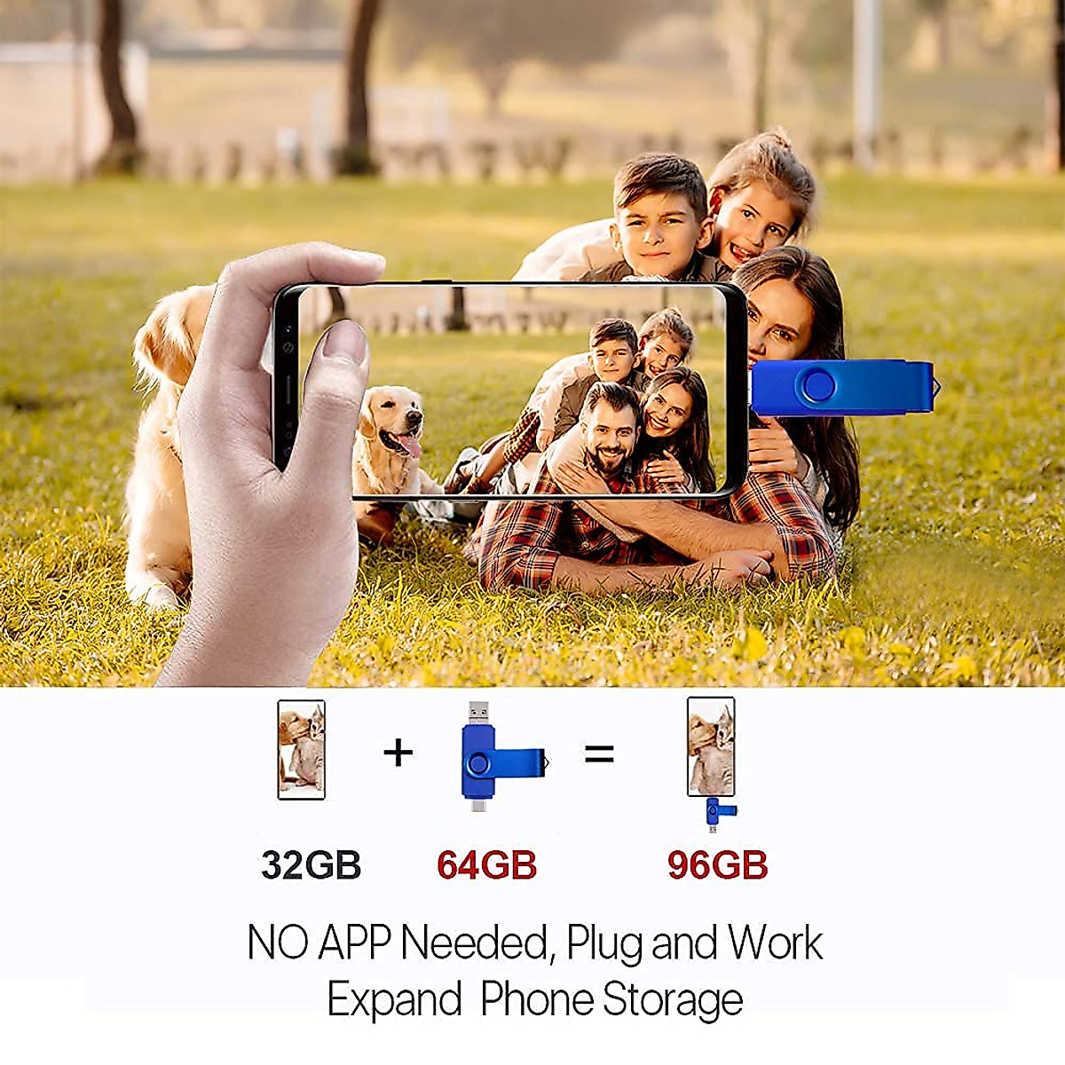 ABLAZE 128GB Type C Flash Drive 3 in 1 OTG USB 2.0 + USB C + Micro USB Thumb Drive Photo Stick for Smartphone/PC/MacBook/Tablet/Computers