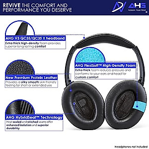 Replacement QC35 / QC35 ii earpads and QC35 Headband / QC35 ii Headband V3 pad Cushion Compatible with Bose QuietComfort 35 (QC35) and Bose QuietComfort 35 ii (QC35 ii) Headphones (AHG-QC35-COMBO)