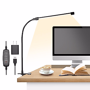 MINEGROW Book Light for Reading in Bed,Desk Light,Eye-Friendly and 3 Colors Desk Lamp with Clamp,Adjustable Goose Neck&Brightness,Desk Lamps for Home Office