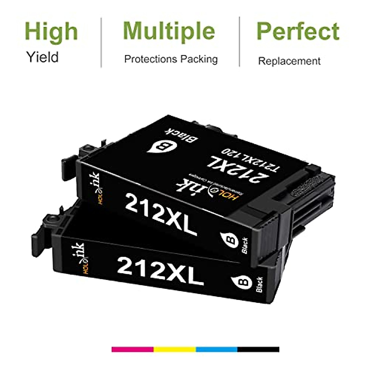 HOINKLO Remanufactured 202XL Black Ink Cartridge Replacement for Epson 212 T212 T212XL for Expression Home XP-4100 XP-4105 Workforce WF-2830 WF-2850 Printer (2 Black, New Chip)