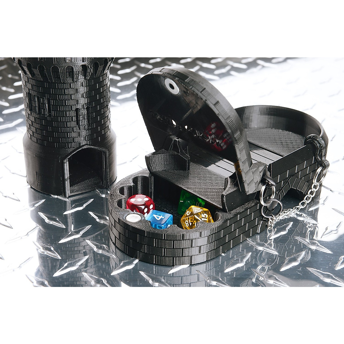 Solid Factory | Medieval Dice Tower with Tray and Dice Vault - Black