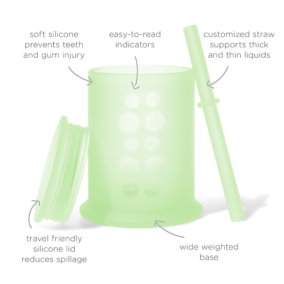 Olababy Silicone Training Cup with Straw Lid Bundle Kiwi + Lemon