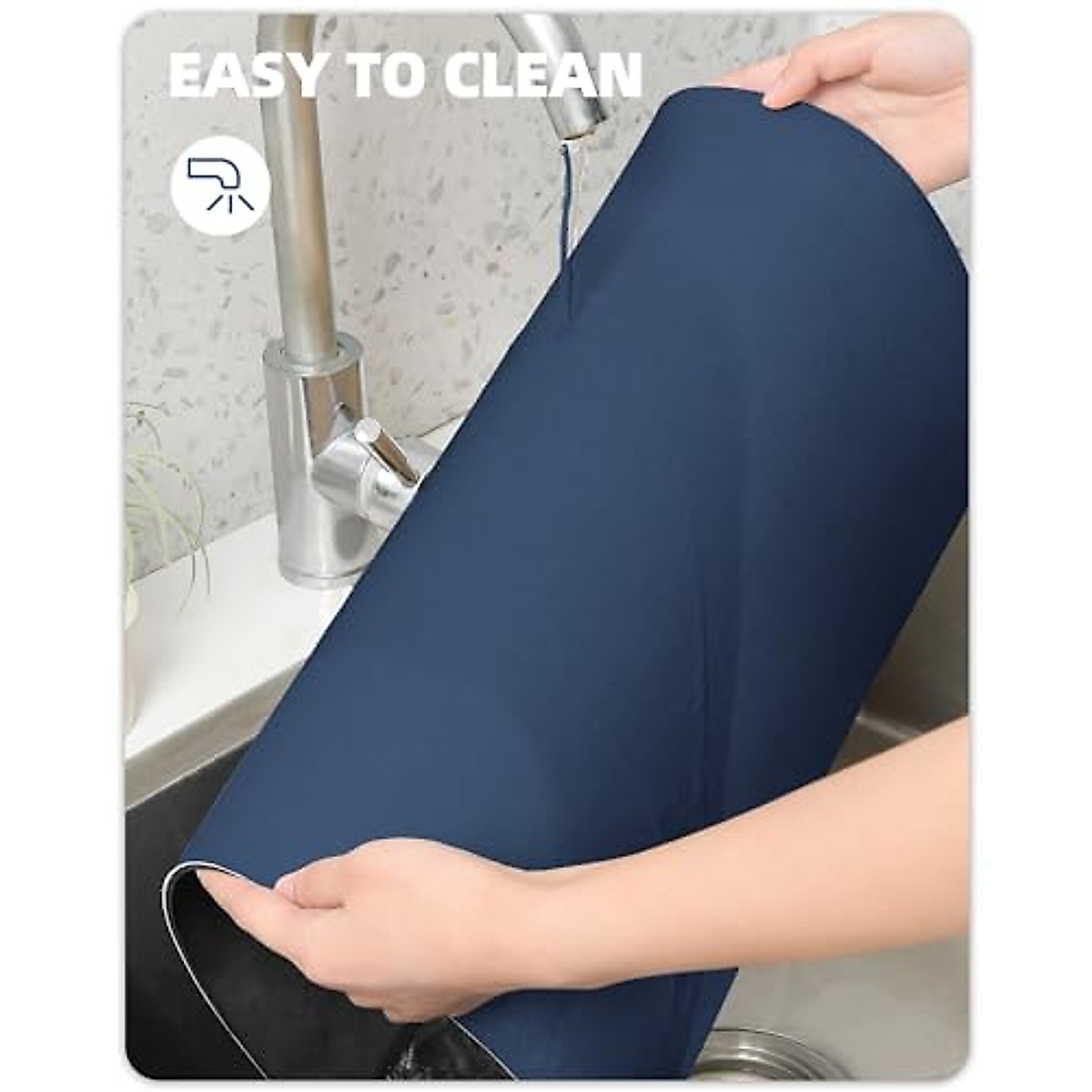 Color&Geometry Dish Drying Mats for Kitchen Counter, Dish Drying Rack Mat Strong Absorbent Water and Quick Dry , Kitchen Counter Mat Non Slip, Blue Coffee Maker Mat, 16"X24"