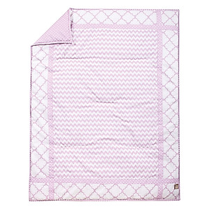 Trend Lab Orchid Bloom 3 Piece Crib Bedding Set, Can Be Used As A Blanket Or A Playmat for Tummy Time, Includes Quilt, Fitted Crib Sheet and Skirt
