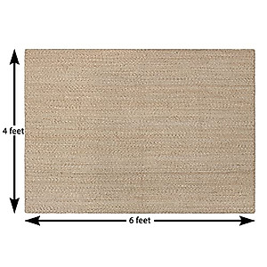 SISOSU Performance Braided Area Rug - Carpets for Living Room, Bedroom, Dining Room, Home Décor - Luxurious Handcrafted Traditional Rug - PET-Yarn - Modern Rugs- 4’ x 6’-Beige