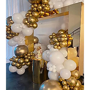Gold Metallic Chrome Latex Balloons - 62Pack 5 inch Round Helium Balloons for Birthday Wedding Graduation Baby Shower Party Decorations
