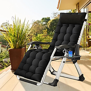 DoCred Comfy Chair, Folding Chair Recliner Chair for Bedroom and Living Room, Folding Reclining Patio Chairs Lounge Chair with Removable Cushion for Indoor Outdoor