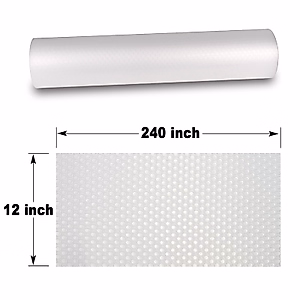 Aecoyke Shelf Liner, Cabinet Liner, Non Adhesive Kitchen Plastic Drawer Liner, Non Slip Shelf Liners for Kitchen Cabinets, Pantry, Shelves, Under Sink, Clear Refrigerator Liners (Clear, 12 x 240 inch)