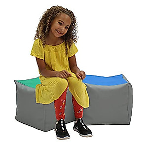 Factory Direct Partners 13043-CT SoftScape 14" Square Bean Bag Poufs for Kids (2-Piece Set) - Contemporary