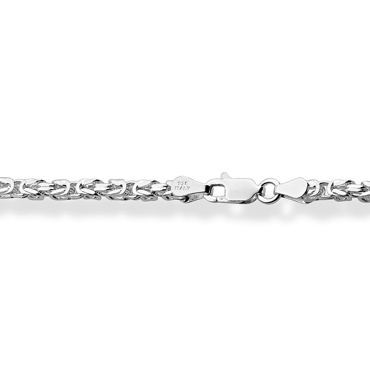 Miabella Solid 925 Sterling Silver Italian 3mm Square Byzantine Link Chain Necklace for Women Men, 925 Handmade in Italy (Length 20 Inches)