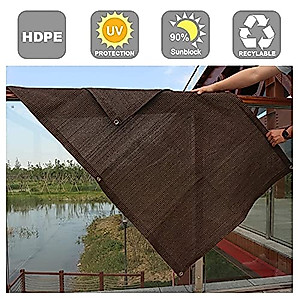 ALBN Balcony Privacy Screen Outdoor Windshield Anti-UV 90% Blockage with Eyelets and Rope for Balcony Fence Pergola (Color : Brown, Size : 90x300cm)
