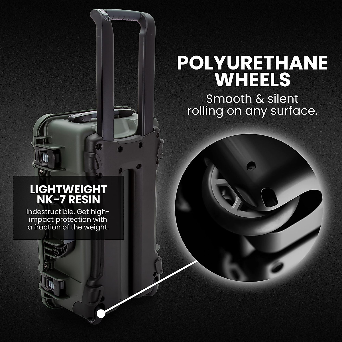 Nanuk 935 Pro Photo Kit – Waterproof Travel Camera Hard Case with Padded Dividers and Wheels, 22” x 14” x 9” - Dustproof and Impact Resistant, Airline Carry-On Approved – Olive