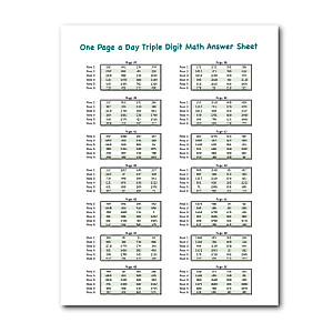 Channie's One Page A Day Math Workbook, Triple Digit Math Practice Worksheets, 50 Pages Front and Back, 25 Sheets, Grades 2nd and 3rd, Addition and Subtraction workbook , Size 8.5” x 11”