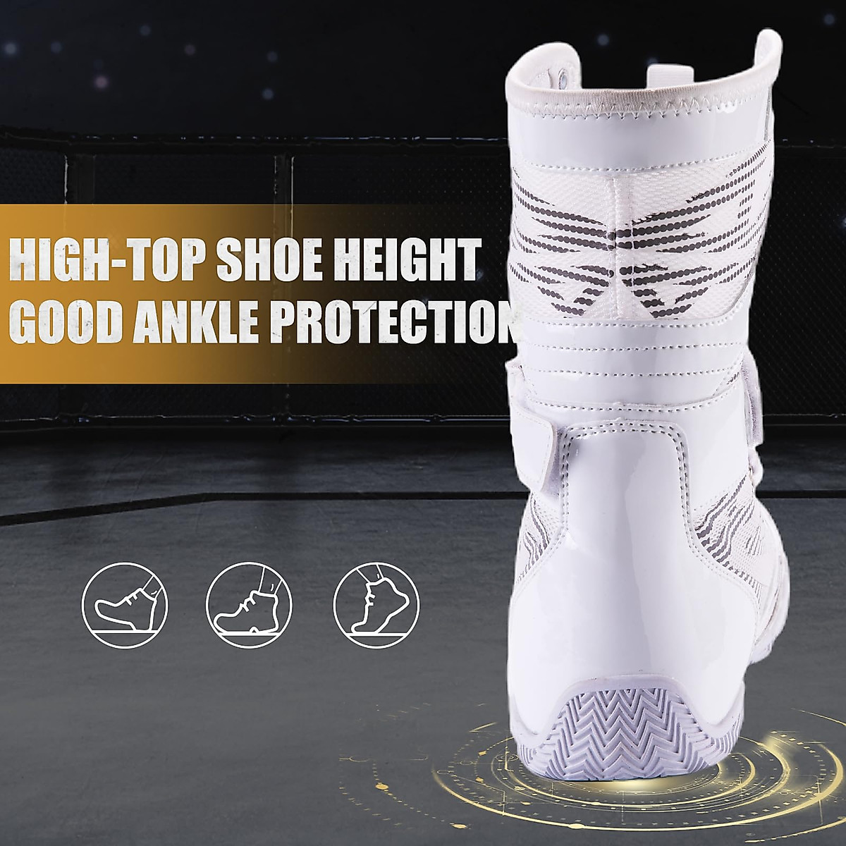 kcross Boxing Shoes for Men and Women, Anti-Slip Wrestling Shoes Men Youth Wrestling Shoes Training. Boxing Boots for Kids, Boys White