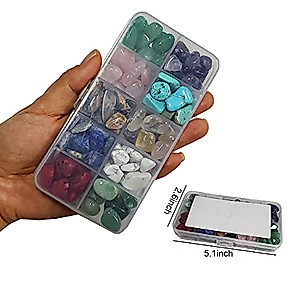 SeeuFun 7~12mm Quartz Crystal Stones Tumbled Chips Stone Home Indoor Decorative Gravel Tiger's Eye,Turquoise Rose Quartz Amethyst(0.55lb)