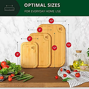 Wood Cutting Boards for Kitchen - Bamboo Cutting Board Set, Chopping Board Set - Wood Cutting Board Set - Wooden Cutting Board Set, Bamboo Cutting Boards for Kitchen (Natural)