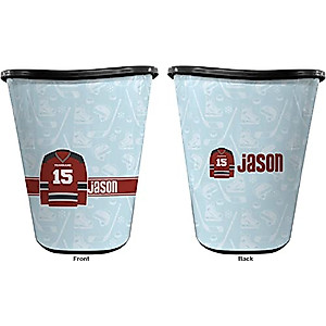 RNK Shops Hockey Waste Basket - Double Sided (Black) (Personalized)