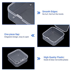 uxcell 72Pcs Clear Small Plastic Beads Storage Containers with Lids, Square Anti-Oxidation Jewelry Storage Boxes for Small Items Craft, Beads, Ear Studs, Necklaces(1.8×1.77×0.79In)