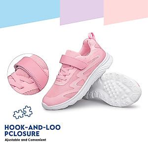 AMANSSE Girls Shoes Sneakers Lightweight Breathable Running Tennis Shoes Non Slip Fitness Girls Shoes Pink Big Kid Size 1
