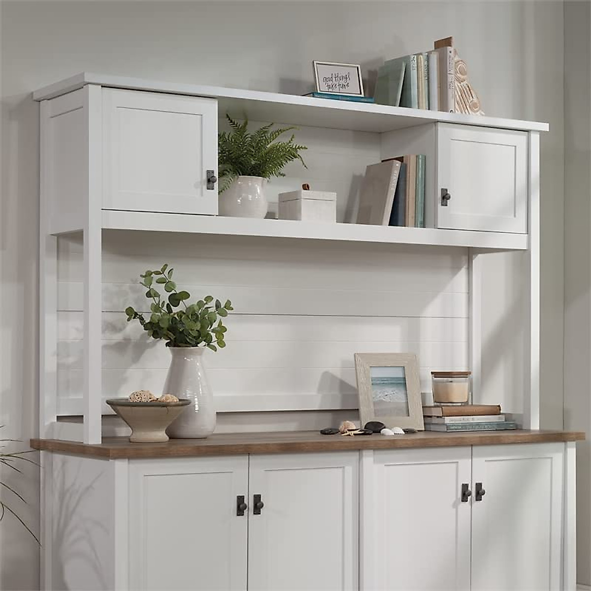 Sauder Cottage Road Engineered Wood 66" Hutch in White Finish