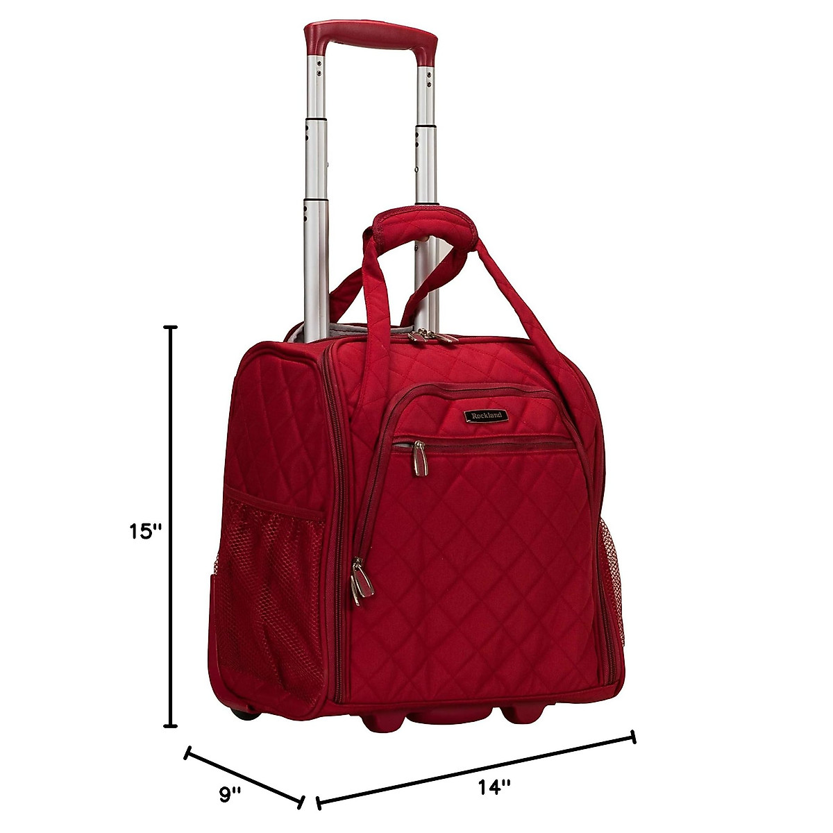 Rockland Melrose Upright Wheeled Underseater Carry-On Luggage, Red, 16-Inch