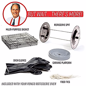 Ronco ST5500SBLK Series Rotisserie Oven, Countertop Rotisserie Oven, 3 Cooking Functions: Rotisserie, Sear and No Heat Rotation, 15-Pound Capacity, Black