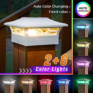 APONUO Solar Post Cap Lights,4x4 Post Solar Lights with 4 Lighting Modes,4x4 Solar Post Cap Lights Outdoor for Fence Deck Post 4x4 6x6 Wood&4X4 5X5 Vinyl,White,4 Pack