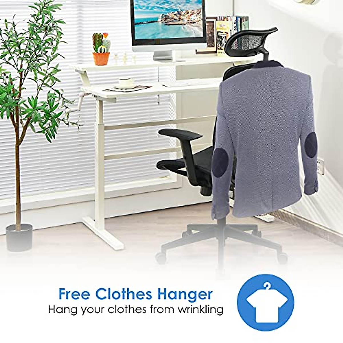 POWERSTONE Ergonomic Mesh Office Chair - High-Back Chair with Clothing Hanger - Computer Desk Chair with Mesh Seat Cushion - Executive Swivel Task Chair with Adjustable Arms and Head Rest - Black