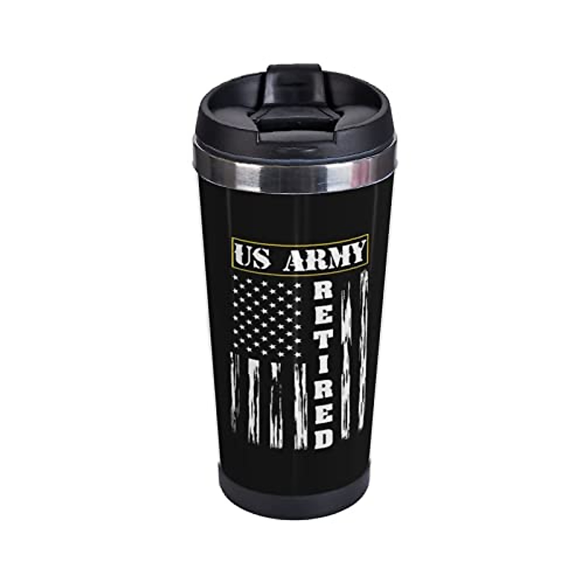 OSUKI Army Retired American Flag Coffee Travel Mug Stainless Steel Straw Travel Tumbler Vacuum Insulated Keep Cold